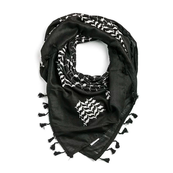 Black and White Hirbawi® Kufiya - Traditional Kuffiyeh – With A Spin